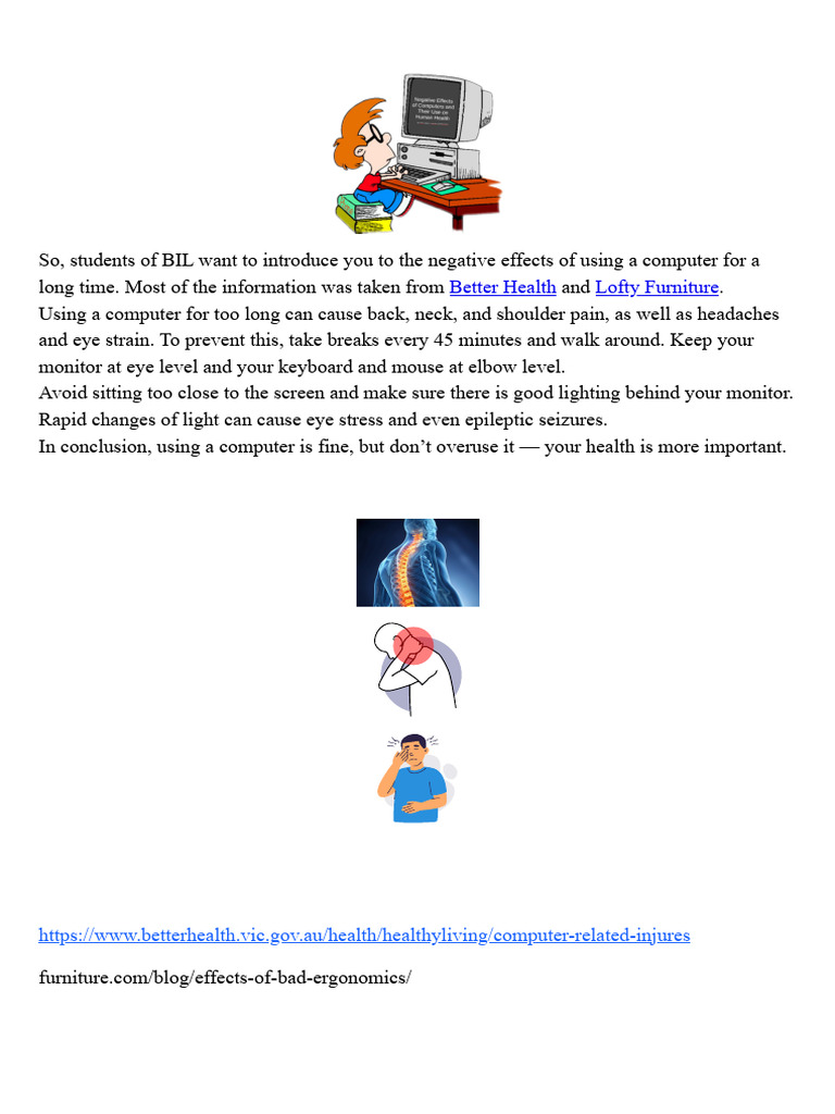 Negative Effects of Use Computer For A Long Time PDF | PDF