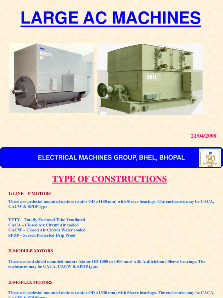 Large Ac Machines: Electrical Machines Group, Bhel, Bhopal | PDF ...