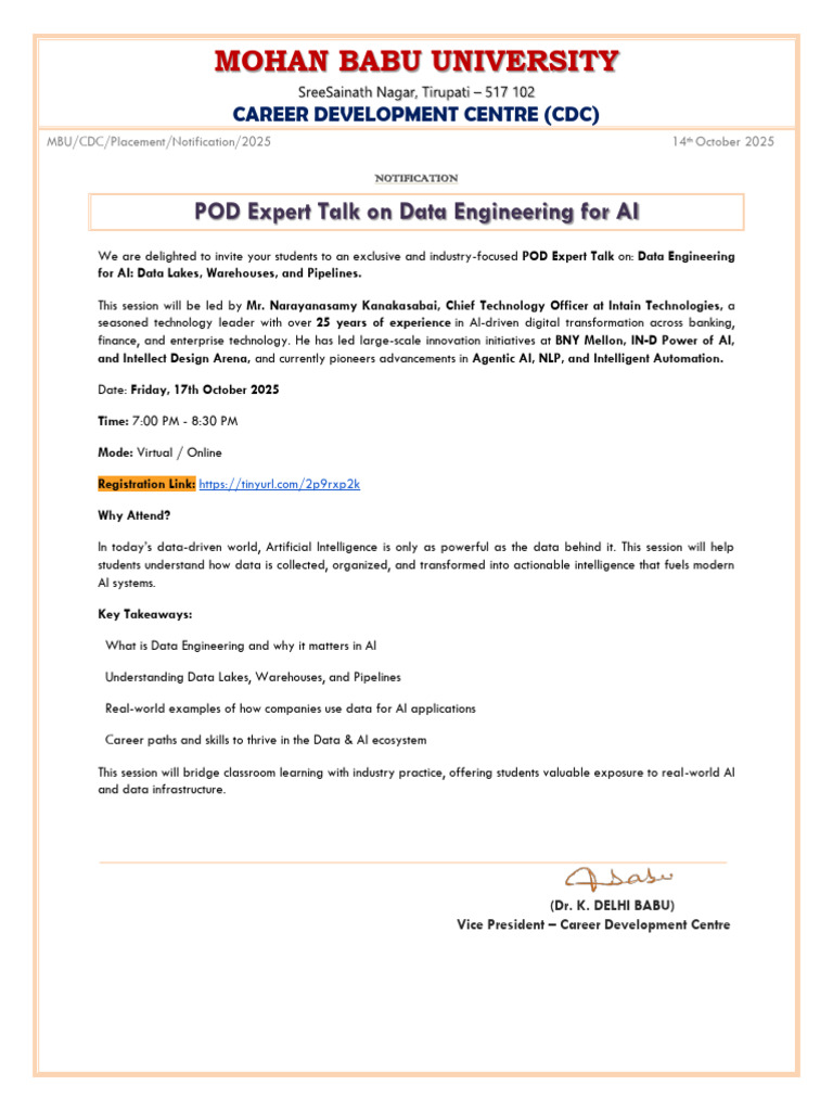 Data Engineering for AI Expert Talk | PDF