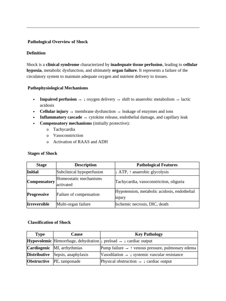 Comprehensive Guide to Shock Pathophysiology | PDF | Shock (Circulatory ...