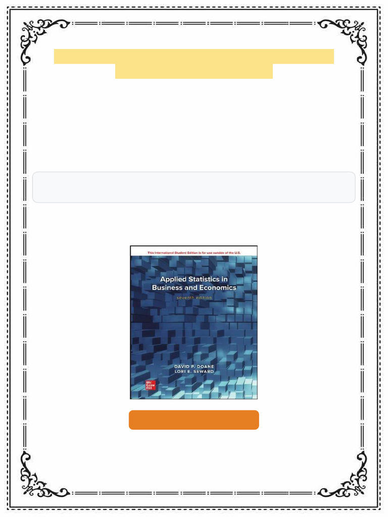 ISE Applied Statistics in Business and Economics 7th Edition David P ...