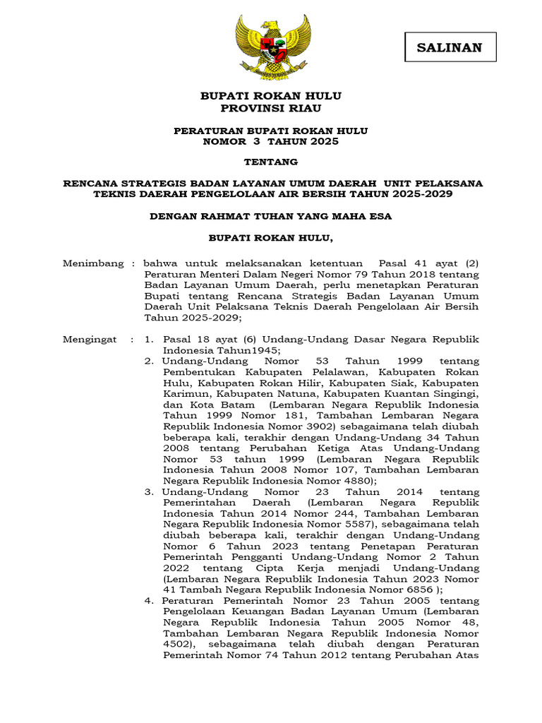 Perbup Nomor 3 Tahun 2025 | PDF