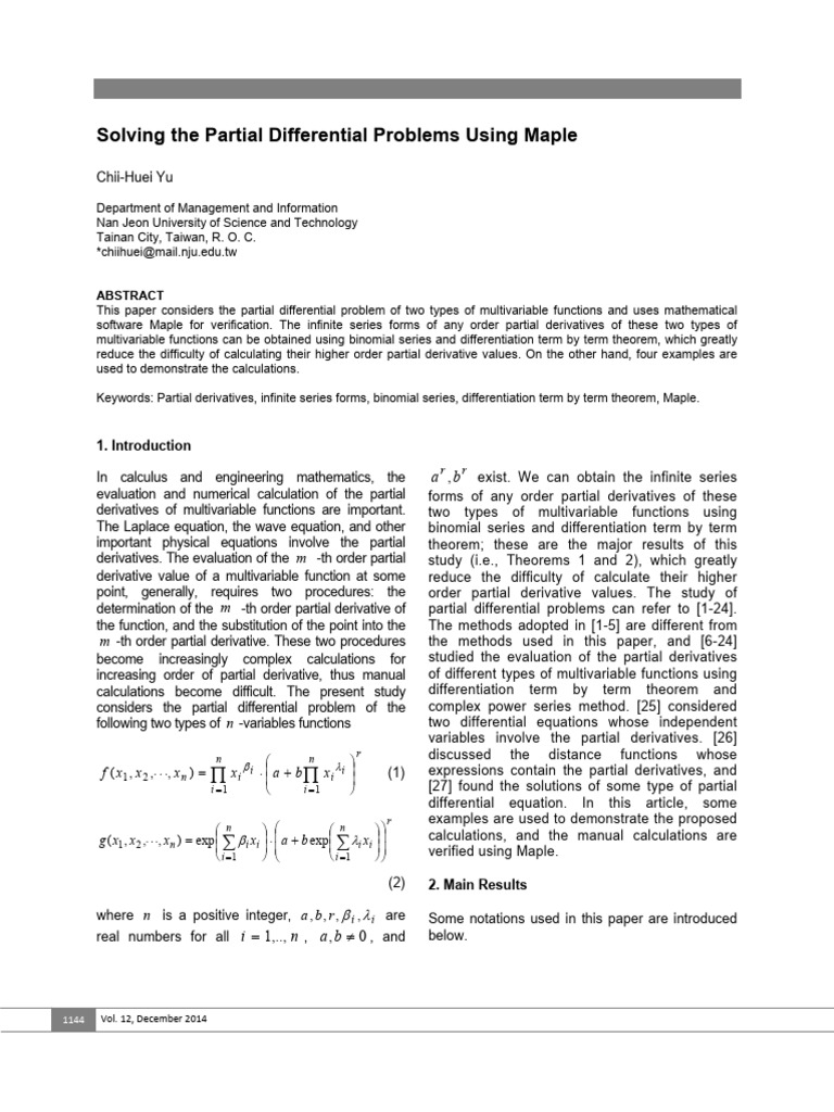 Solving The Partial Differential Problems Using Ma | PDF ...