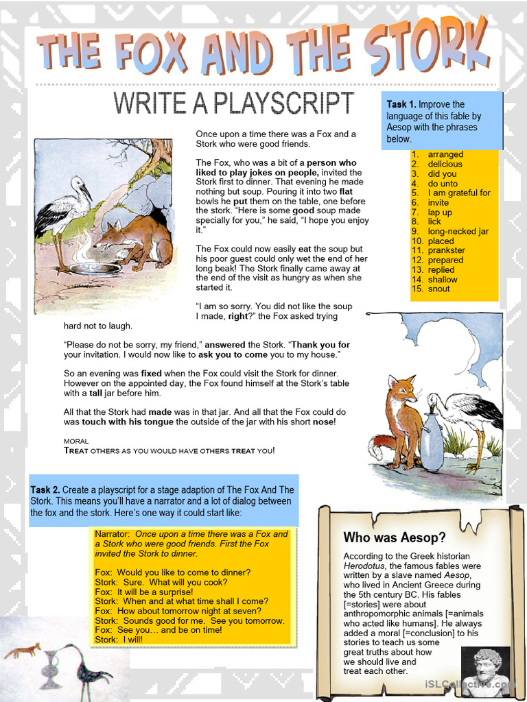 Aesop's Fable: Fox and Stork Story | PDF | Fable | Aesop
