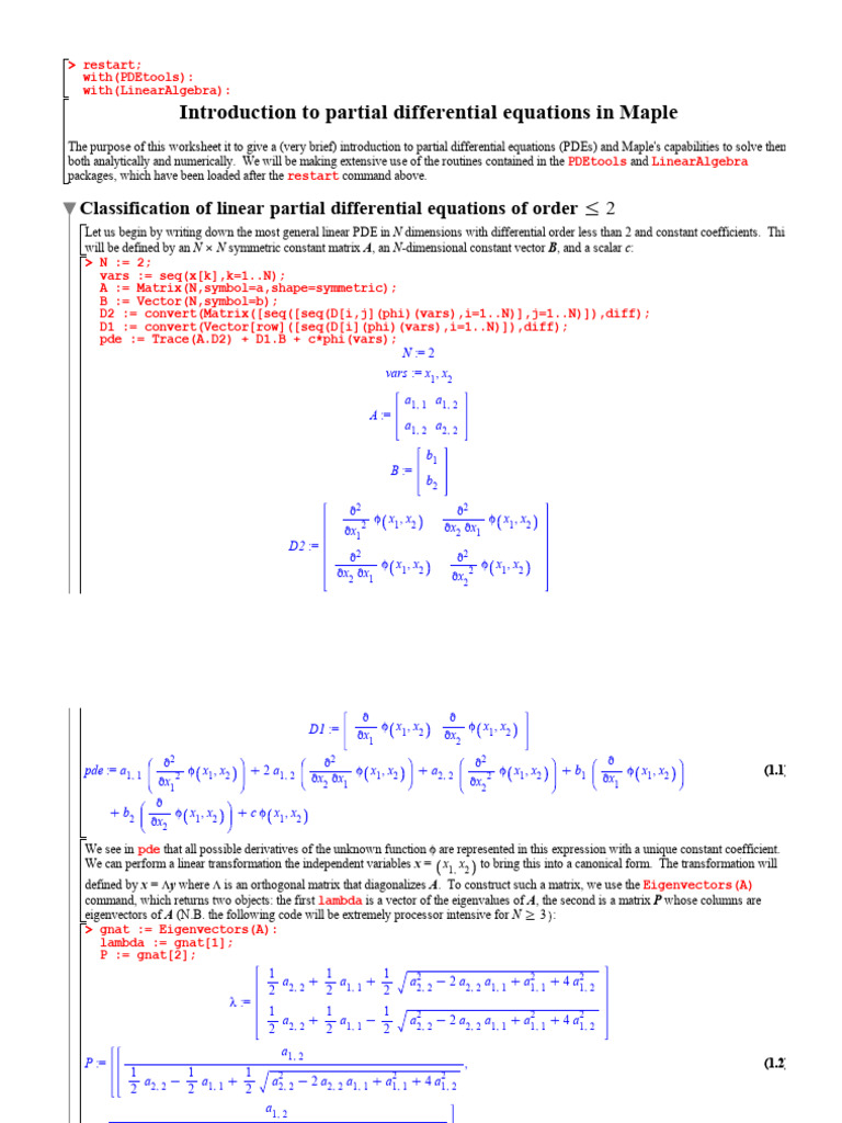 Pde Intro | PDF | Partial Differential Equation | Matrix (Mathematics)