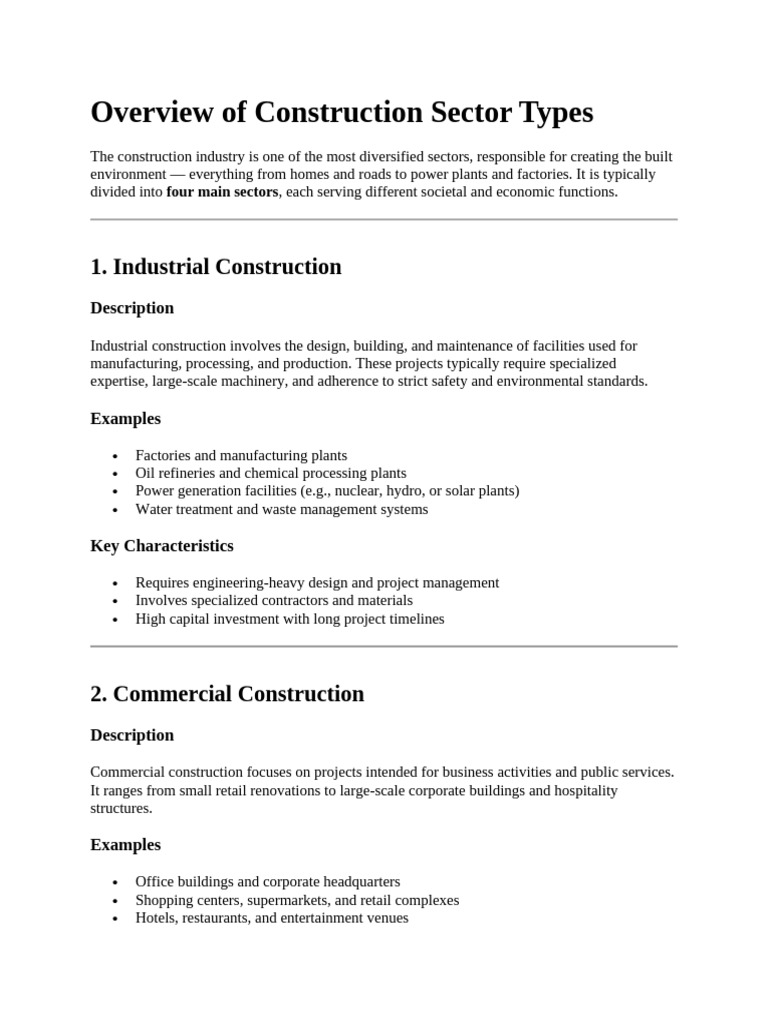 Types of Construction Sectors Explained | PDF | Building | Economies