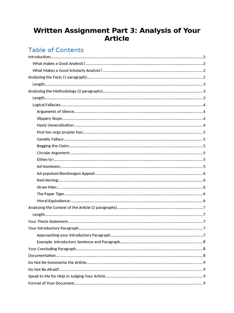 Analysis Instructions Updated 2025 | PDF | Fallacy | Argument