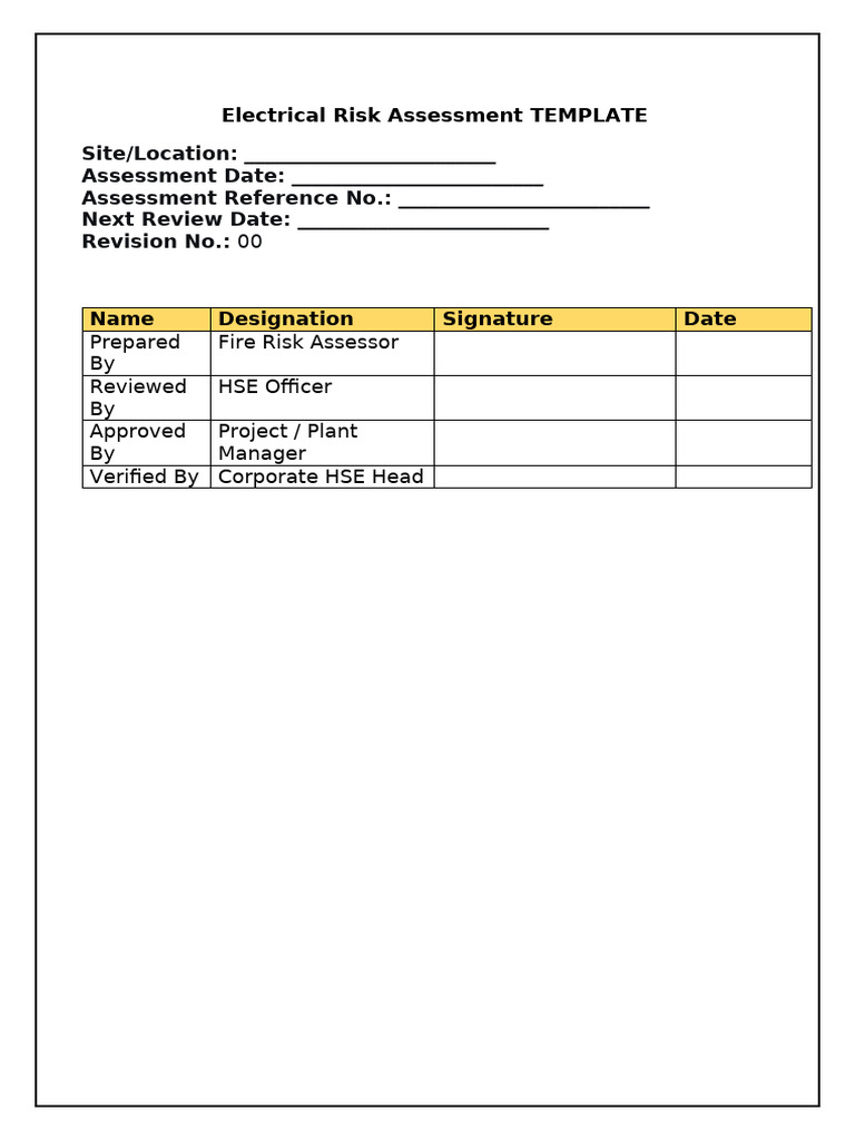 Electrical Risk Assessment Template | PDF | Insulator (Electricity ...