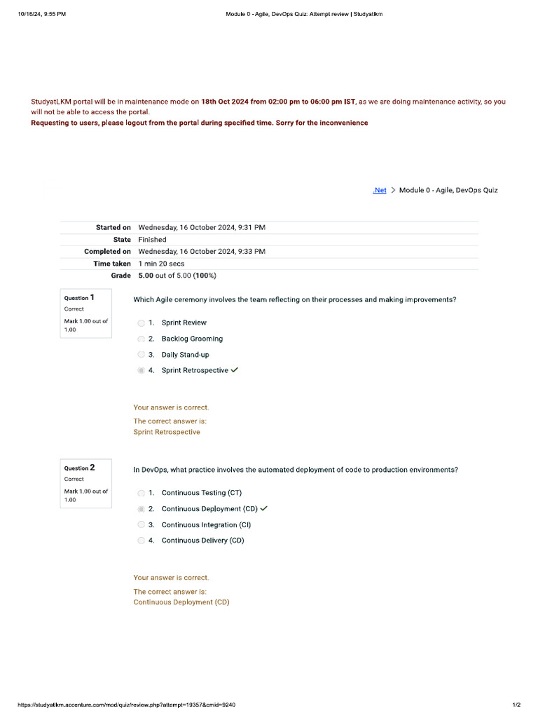 Agile, Devops Quiz | PDF