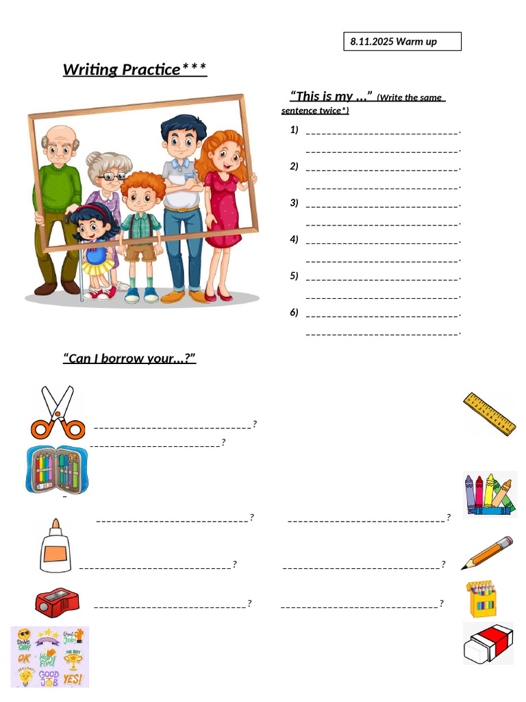 Writing Practice Exercises Template | PDF