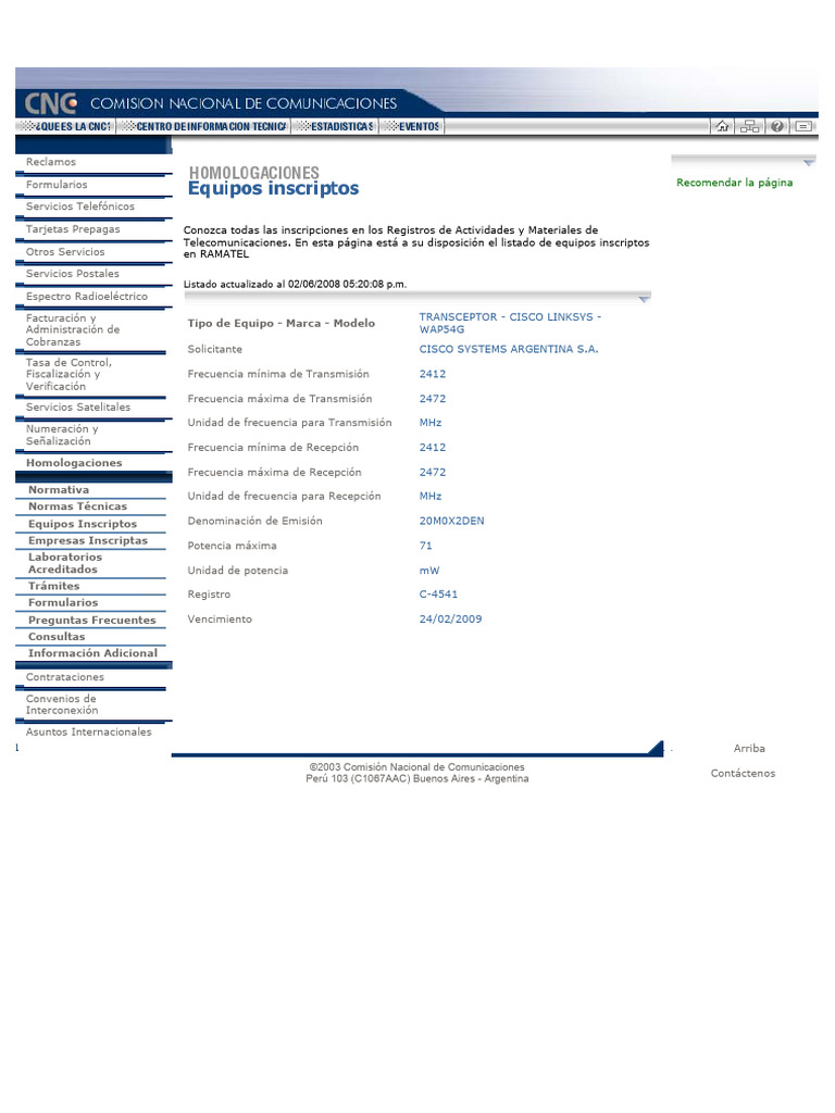 Registros de Equipos de Telecomunicaciones | PDF | Industrias de ...