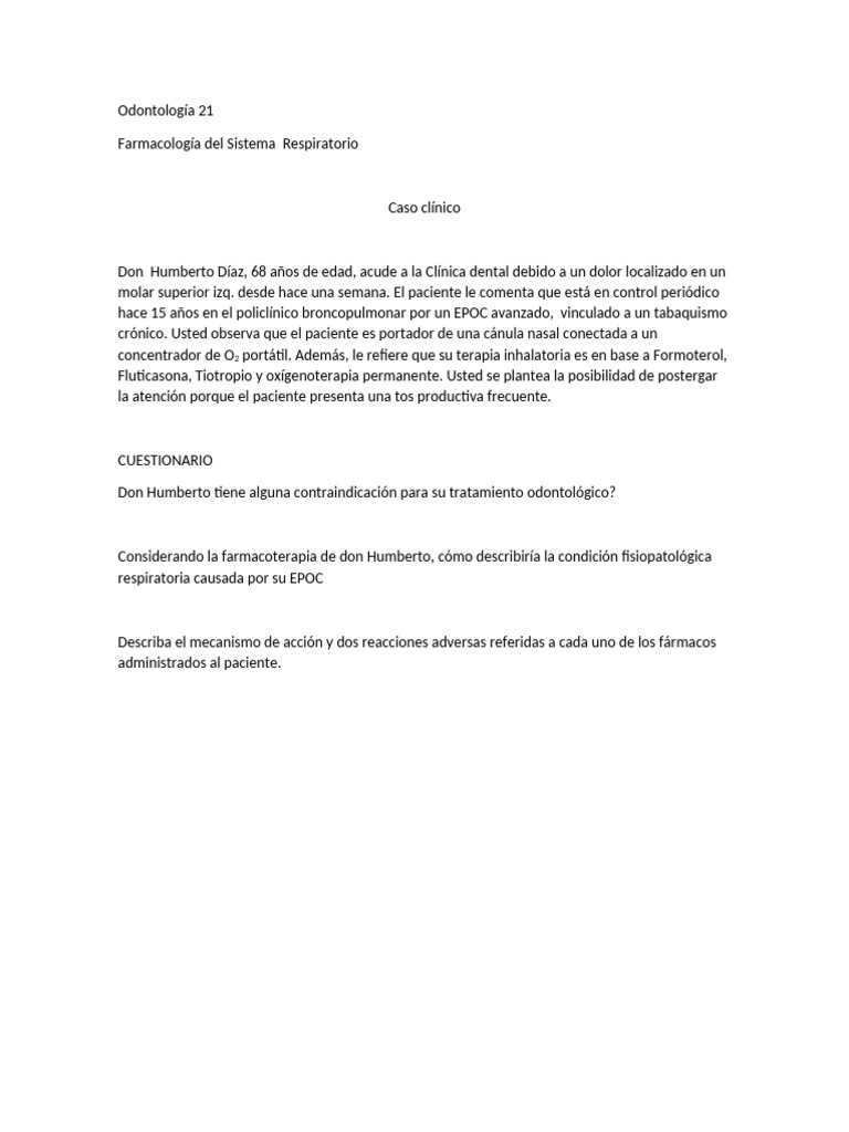 Odontología y EPOC: Caso de Don Humberto | PDF