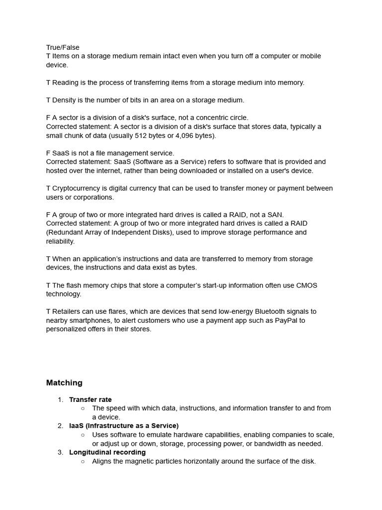 Discovering Computers Module 7 Checkpoint Exercises | PDF | Computer Data Storage | Disk Storage