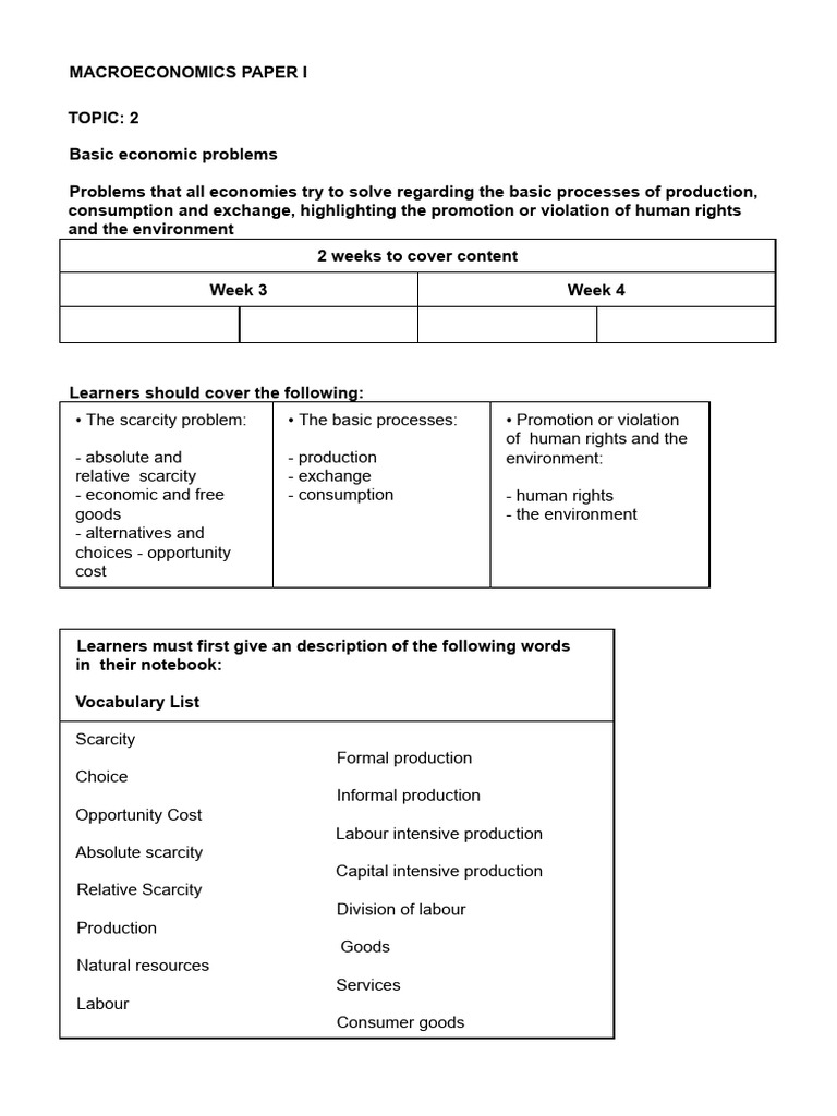 Understanding Scarcity and Economic Choices | PDF | Goods | Labour ...