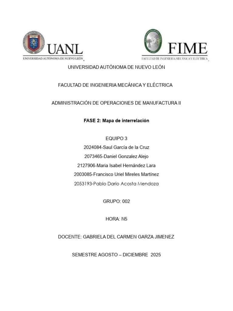 Fase 2-Mapa de Interrelación | PDF | Lean Manufacturing | Procesos de ...