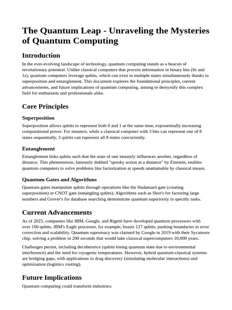 Quantum Leap | PDF | Quantum Computing | Computing
