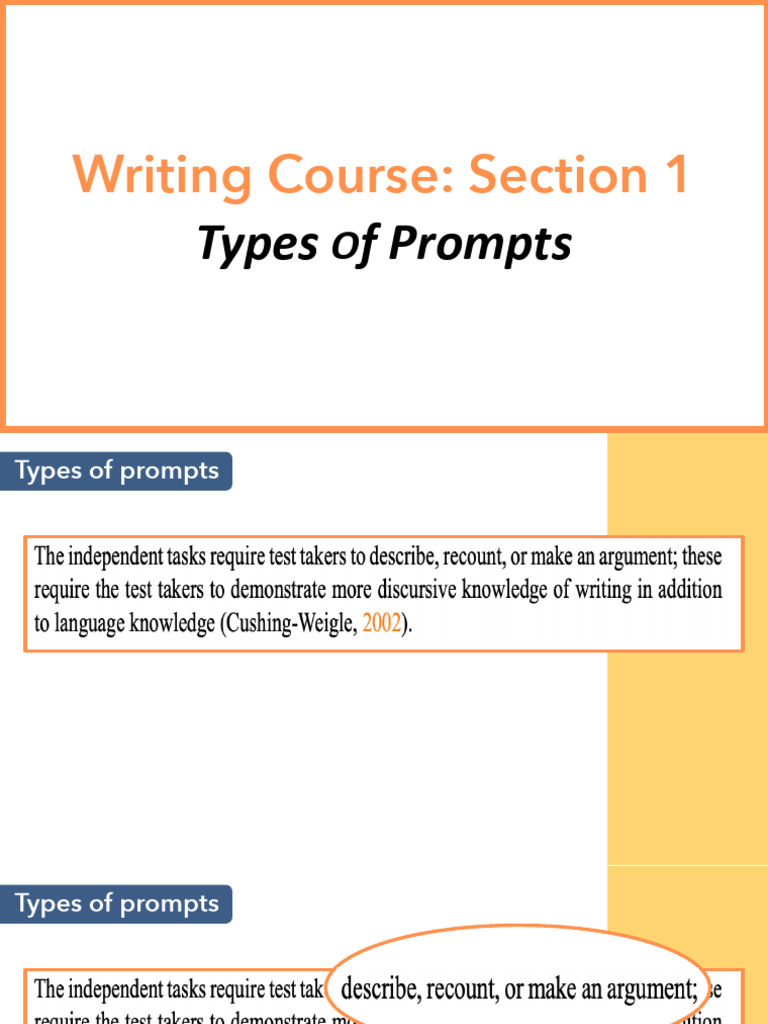 Writing Lesson 3 - Types of Prompts | PDF