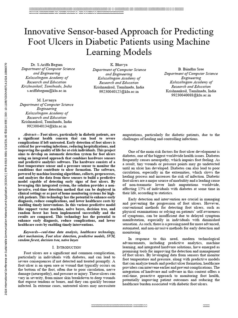Innovative Sensor-Based Approach for Predicting Foot Ulcers in Diabetic ...