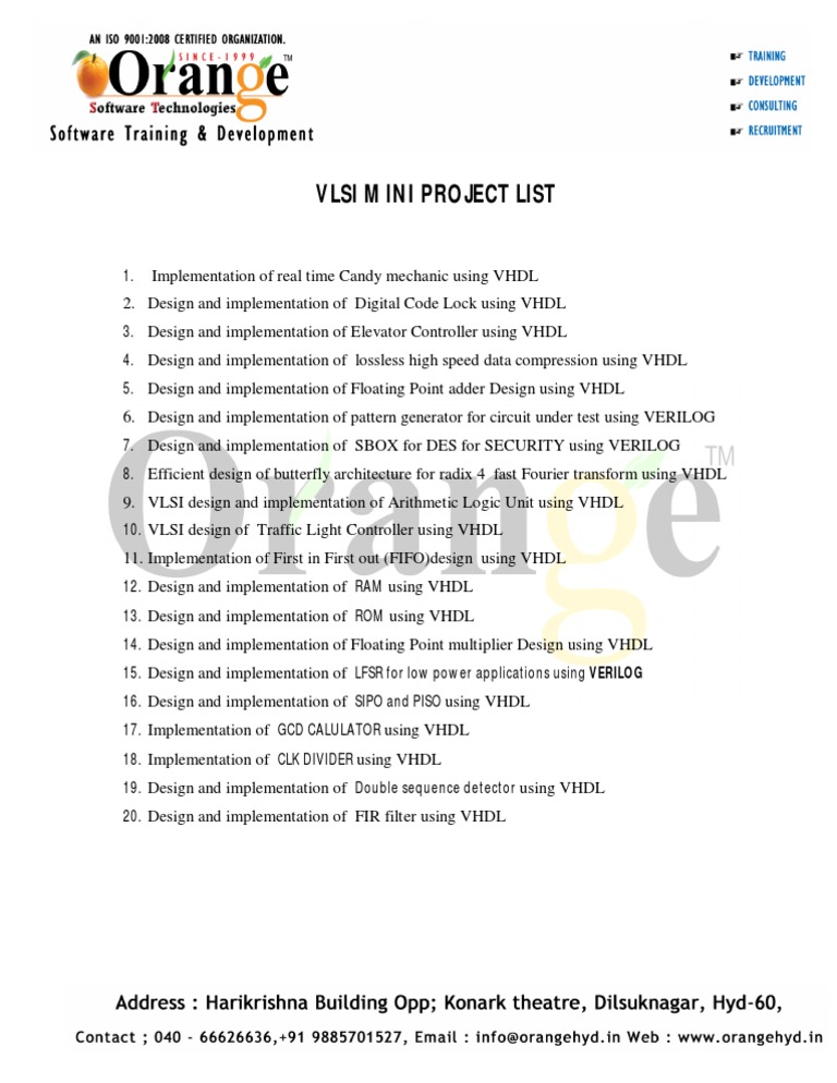 Vlsi Mini Projects List - 20 | PDF | Vhdl | Electronic Design