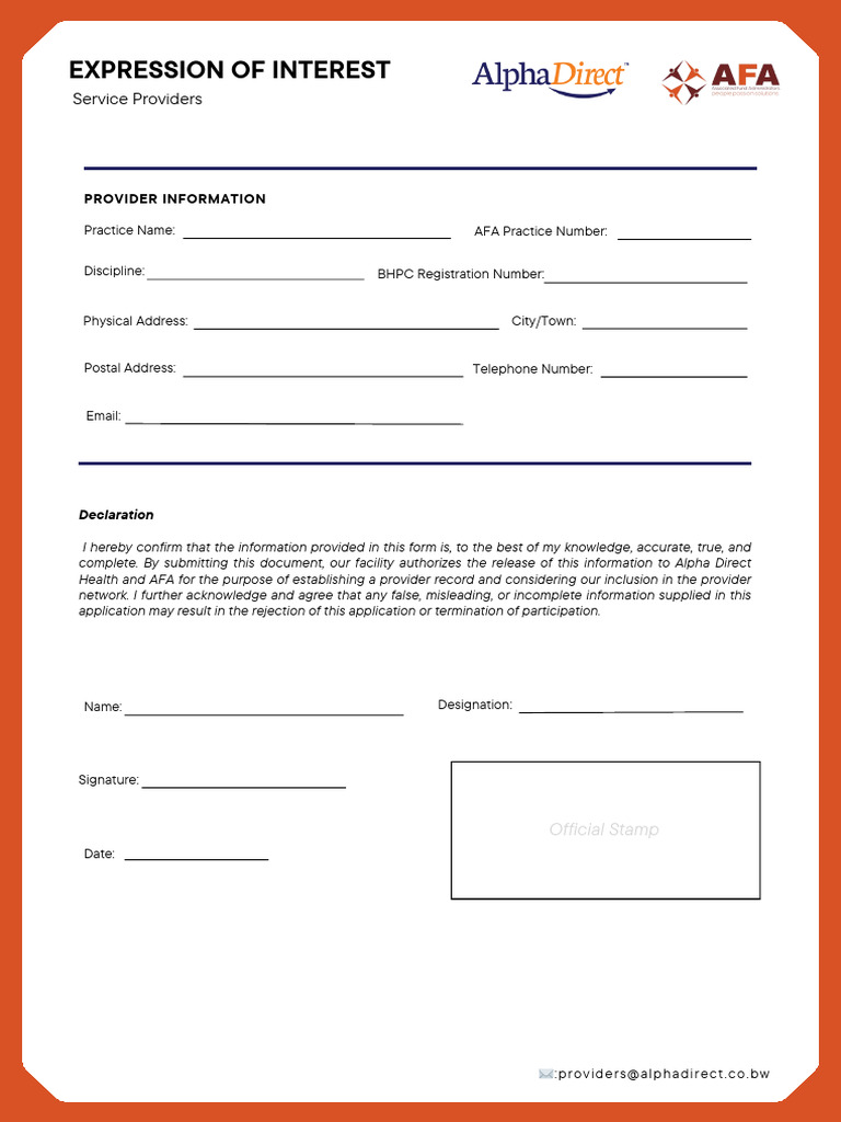 Alpha Direct Health - Expression of Interest Form | PDF