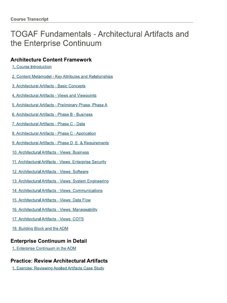 TOGAF Fundamentals - Architectural Artifacts and The Enterprise ...