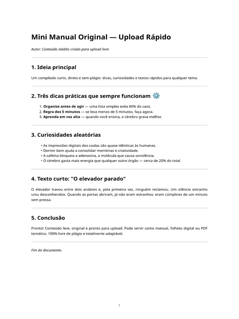 Mini Manual de Conteúdo Rápido | PDF