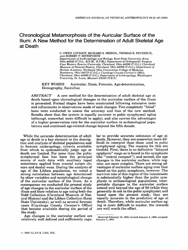 Auricular Surface Aging Methodology | PDF | Cartilage | Musculoskeletal ...