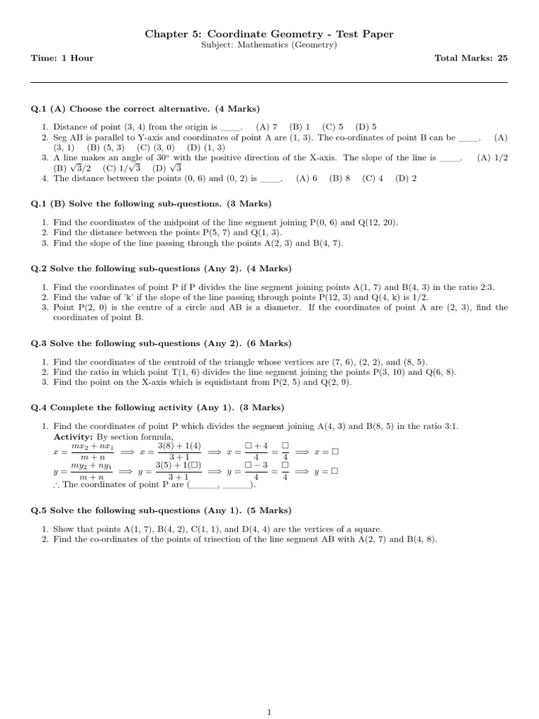 Geometry_test (1)_copy | PDF | Circle | Analytic Geometry