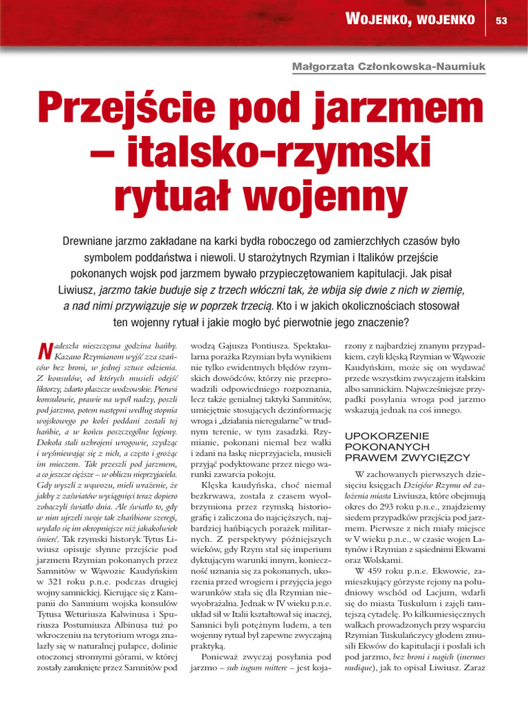 Przejscie Pod Jarzmem Italsko Rzymski Ry | PDF