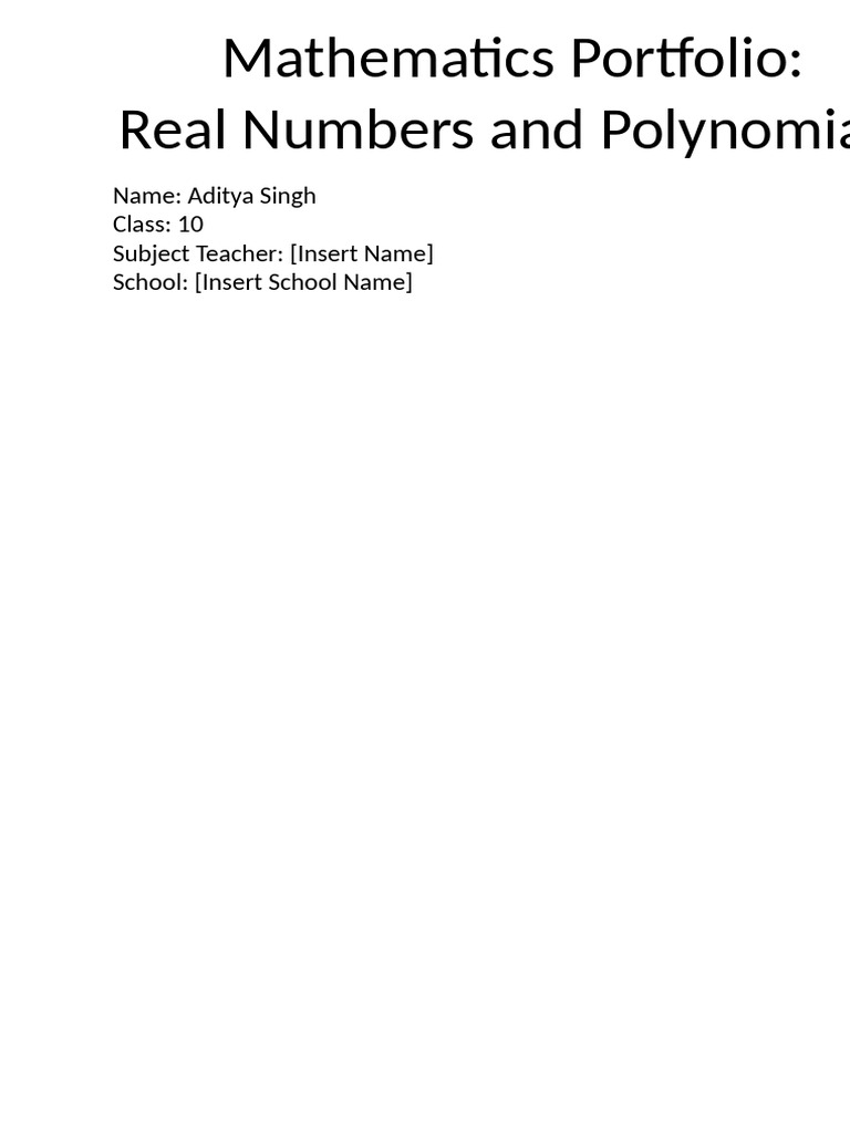 Real Numbers and Polynomials Guide | PDF