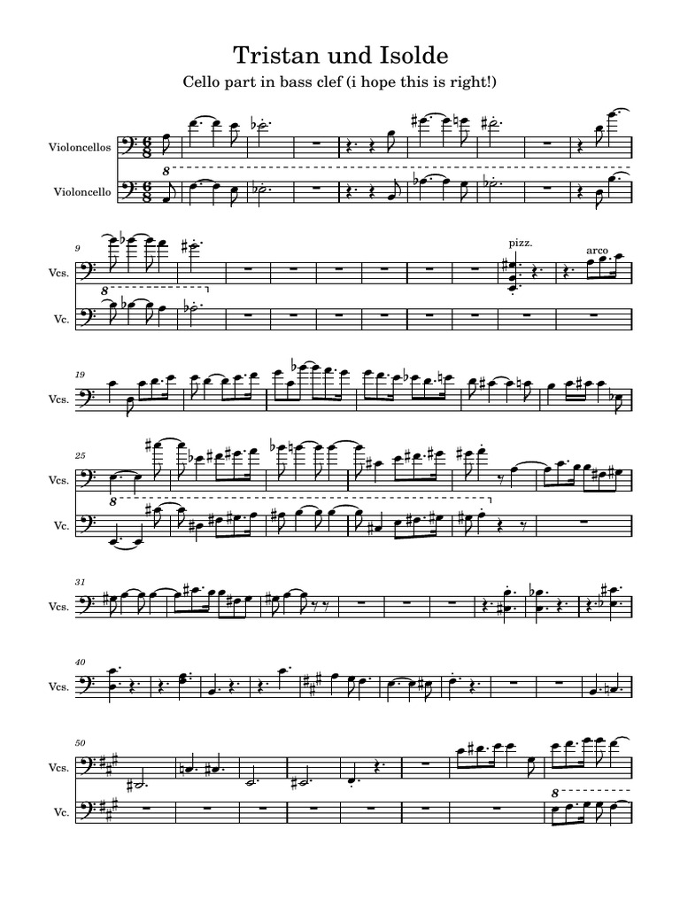 Cello Part in Bass Clef | PDF | Chordophones | String Instruments