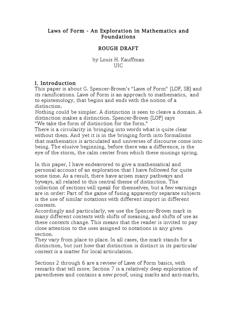 Exploring Spencer-Brown's Laws of Form | PDF | Boolean Algebra ...