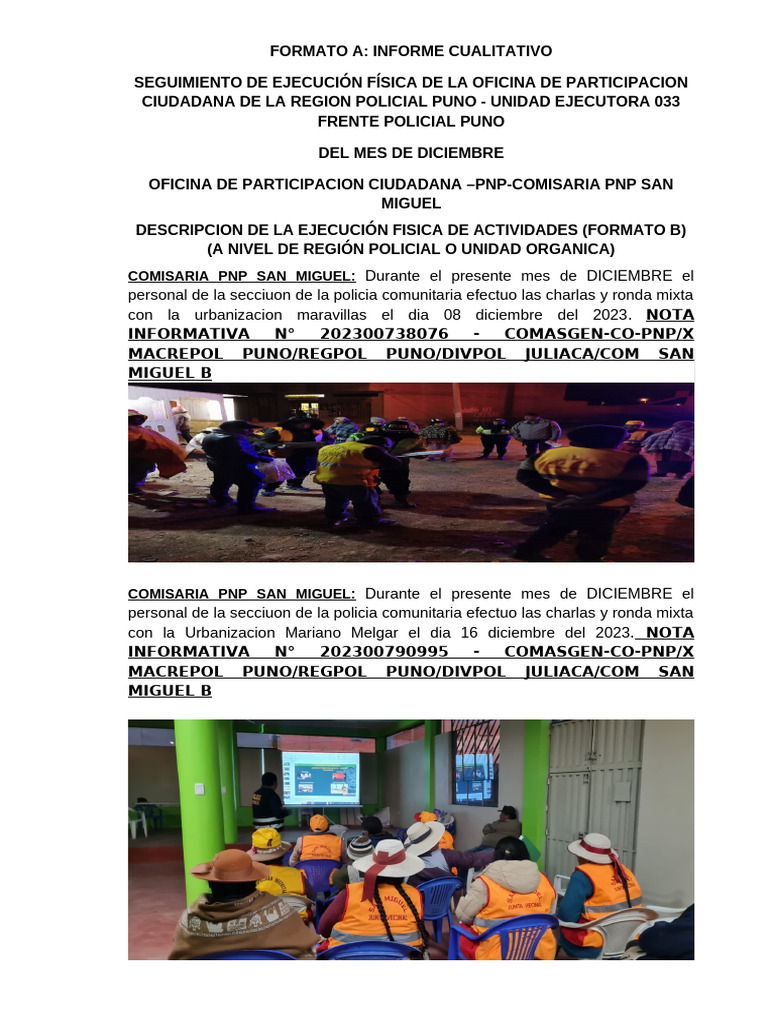Formato Poa Dicimbre San Miguel | PDF