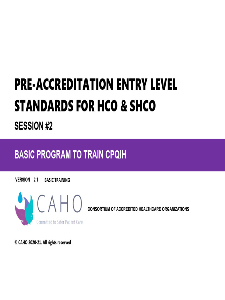 Pre-Accreditation Standards for HCOs | PDF | Medical Record | Health Care