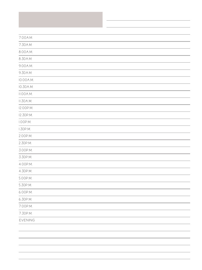 Daily Planner Pages - 7am Start, UNDATED 31 DAYS | PDF