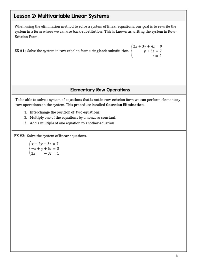 7.2 Multivariable Linear Systems | PDF | System Of Linear Equations ...