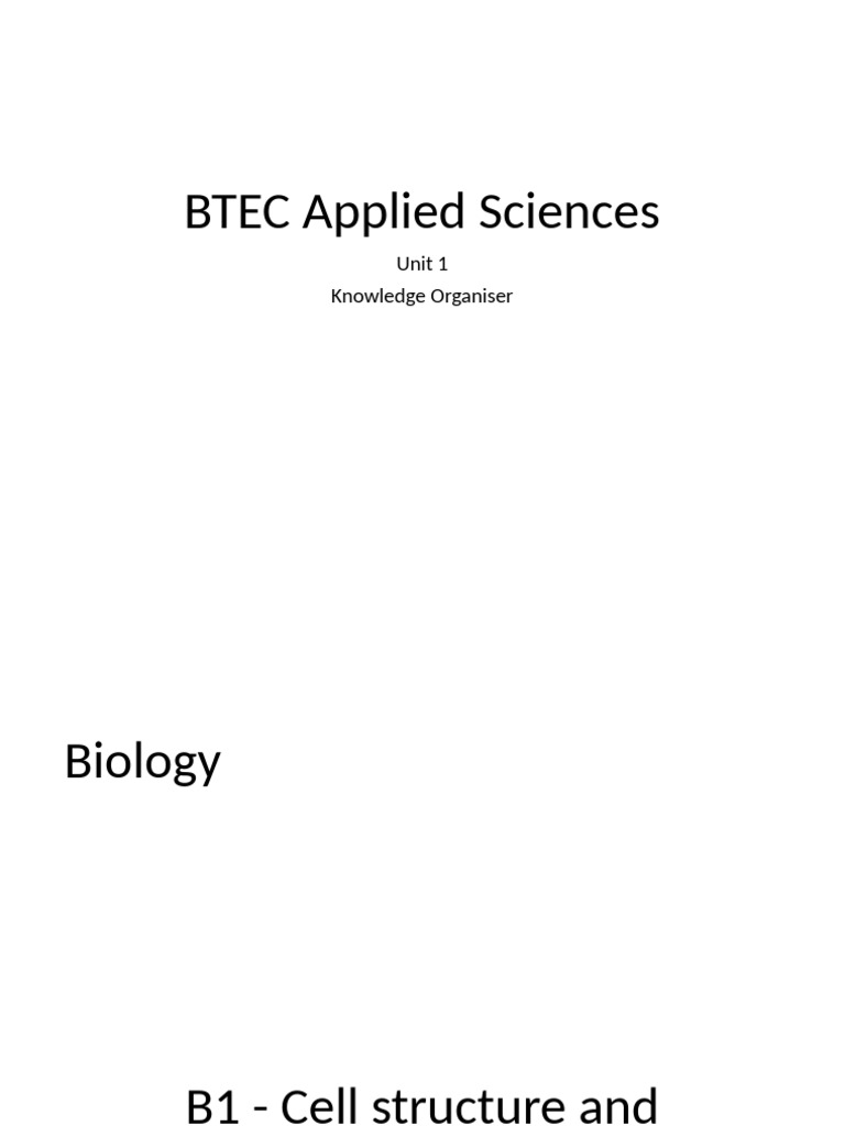 BTEC Applied Sciences: Cell Biology Guide | PDF | Myelin | Nerve