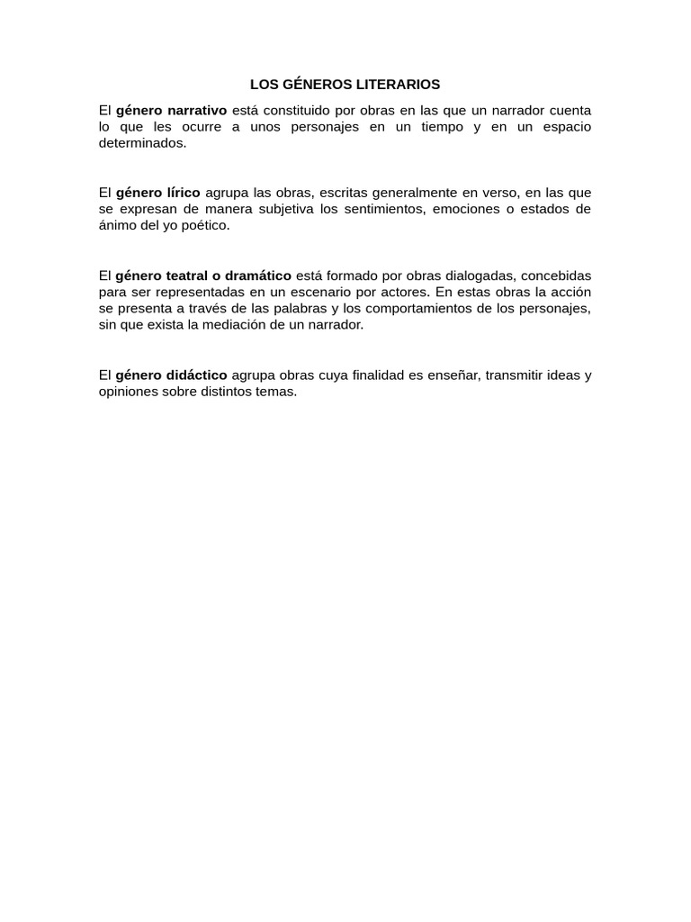 Los Géneros Literarios | PDF