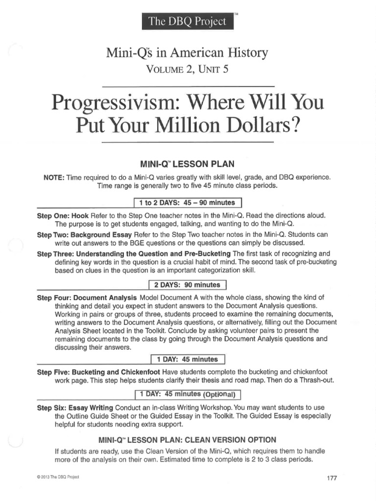 DBQ Progressivism Million Dollars | PDF