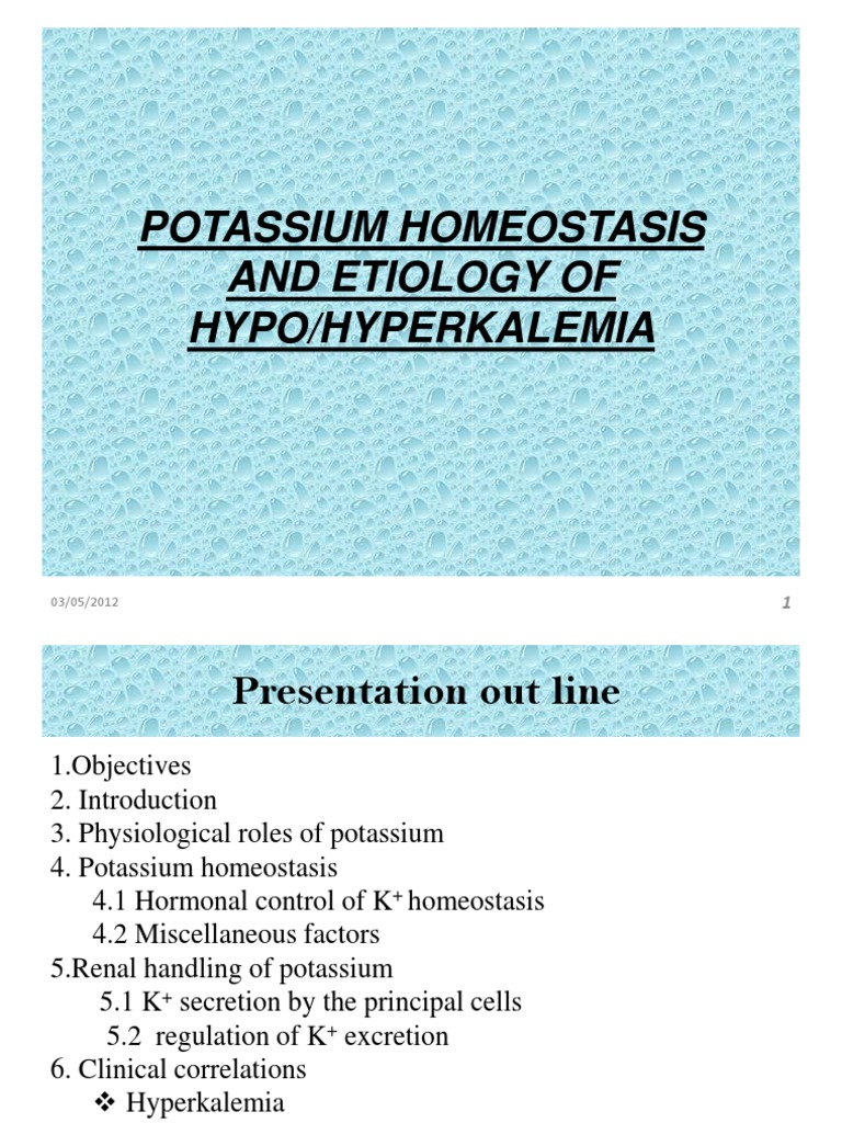 Potassium Homeostasis | PDF | Homeostasis | Potassium