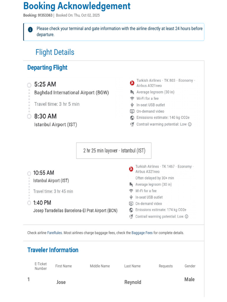 Frederick Mills Porter Flight Booking | PDF