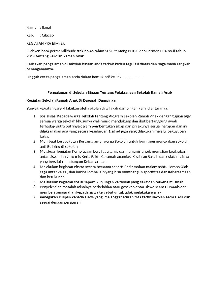 5. Sekolah Ramah Anak Cilacap_ Ikmal | PDF