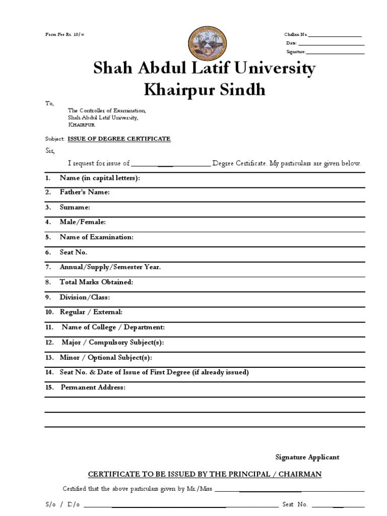 Degree Form | Bachelor Of Arts | Academic Degree