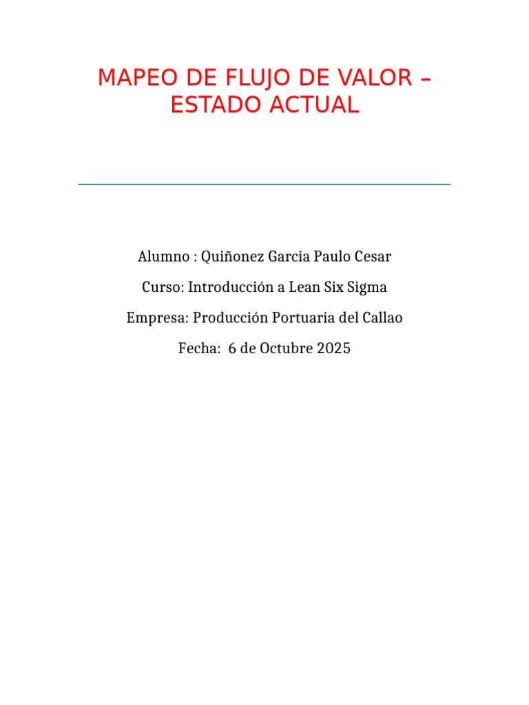 Mapeo de Flujo de Valor en Producción | PDF | Six Sigma | Jerga corporativa