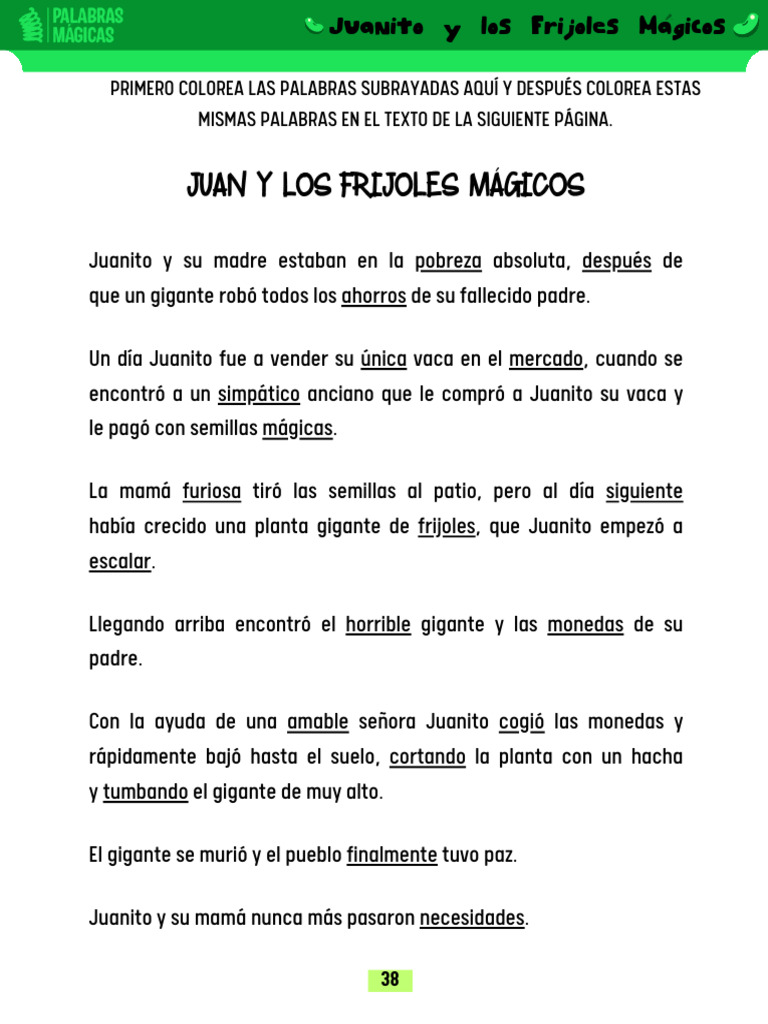 Juanito y Los Frijoles Mágicos ALFA | PDF