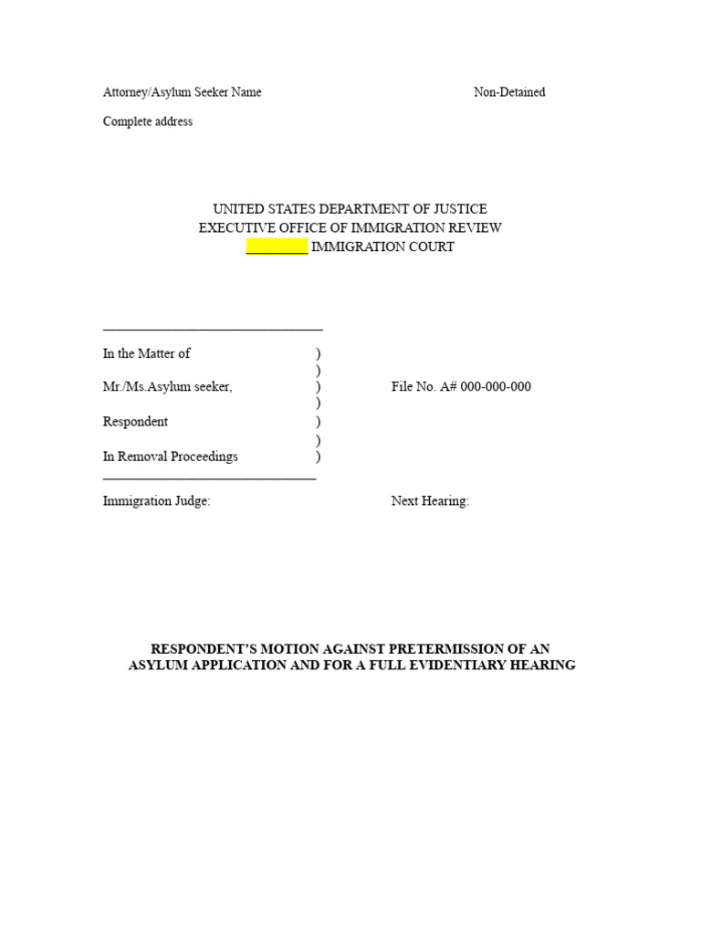 Sample Motion Against Pretermission | PDF | Justice | Crime & Violence