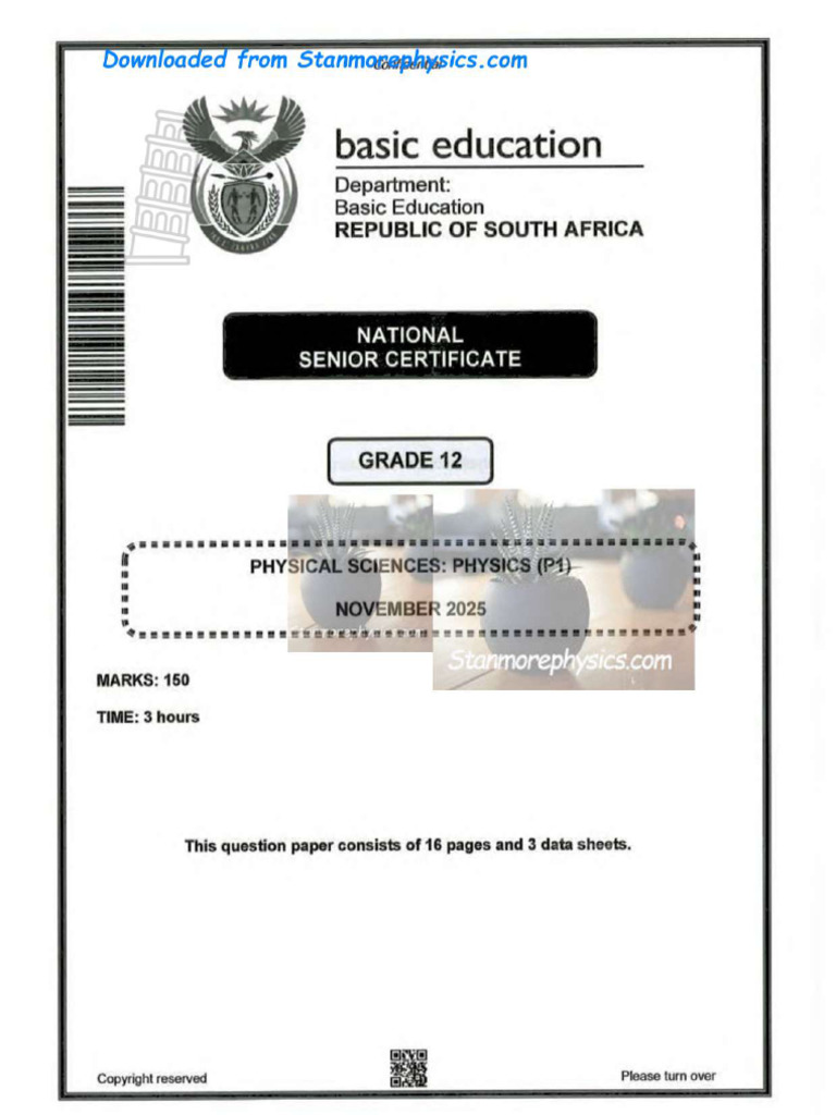 NSC Physical Sciences Grade 12 November 2025 P1 Only | PDF