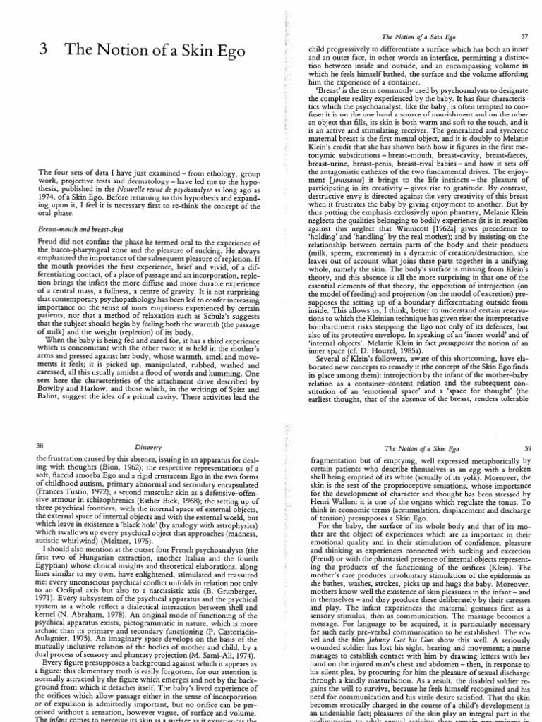 AnzieuSkinEgo Chp3 the Notion of a Skin Ego | PDF