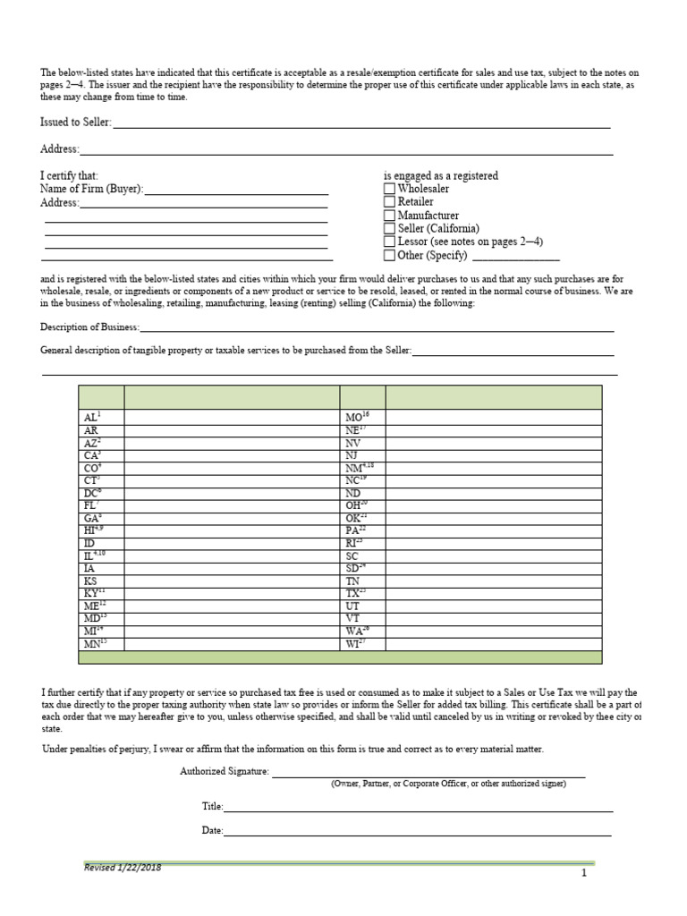 Uniform Sales and Use Blank-Form | PDF | Sales Taxes In The United ...