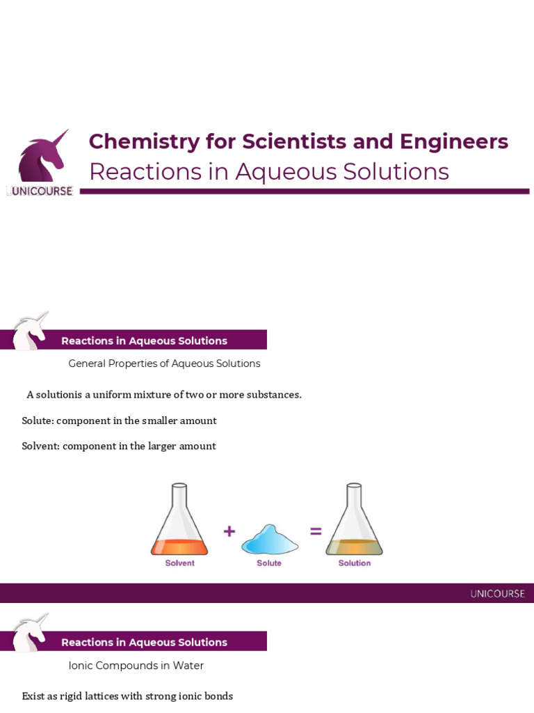 Aqueous Solution Reactions Explained | PDF | Acid | Solvation
